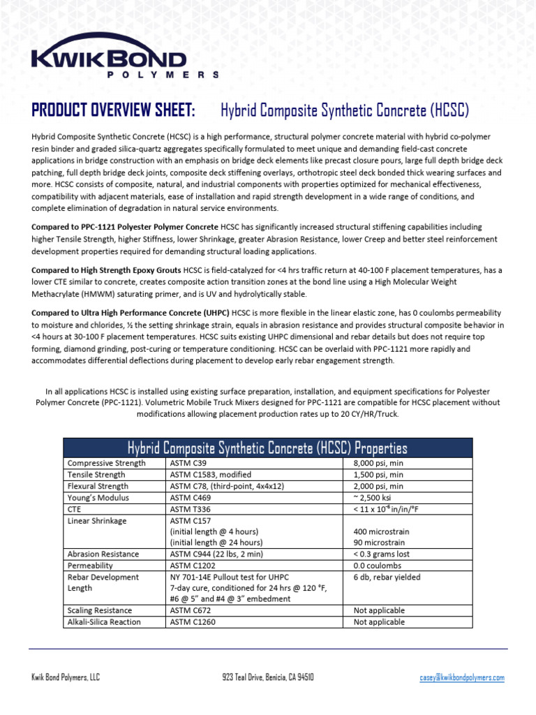 KBP - HCSC - Overview Sheet 012624 v.2 | PDF | Composite Material ...
