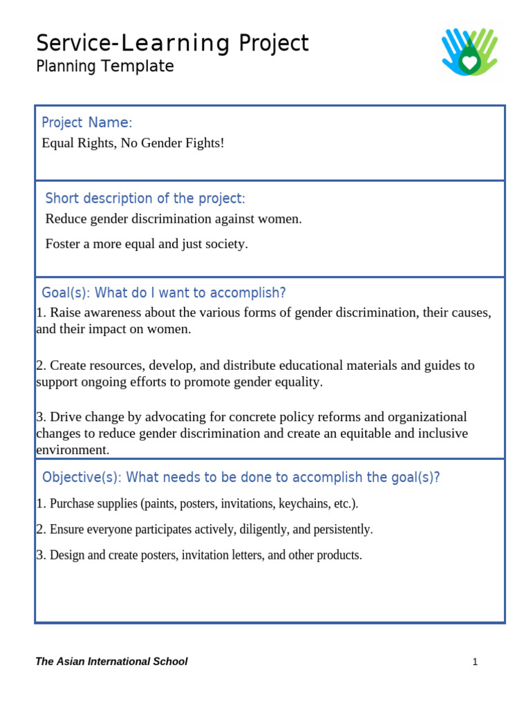 8-19.service Learning Plan | PDF
