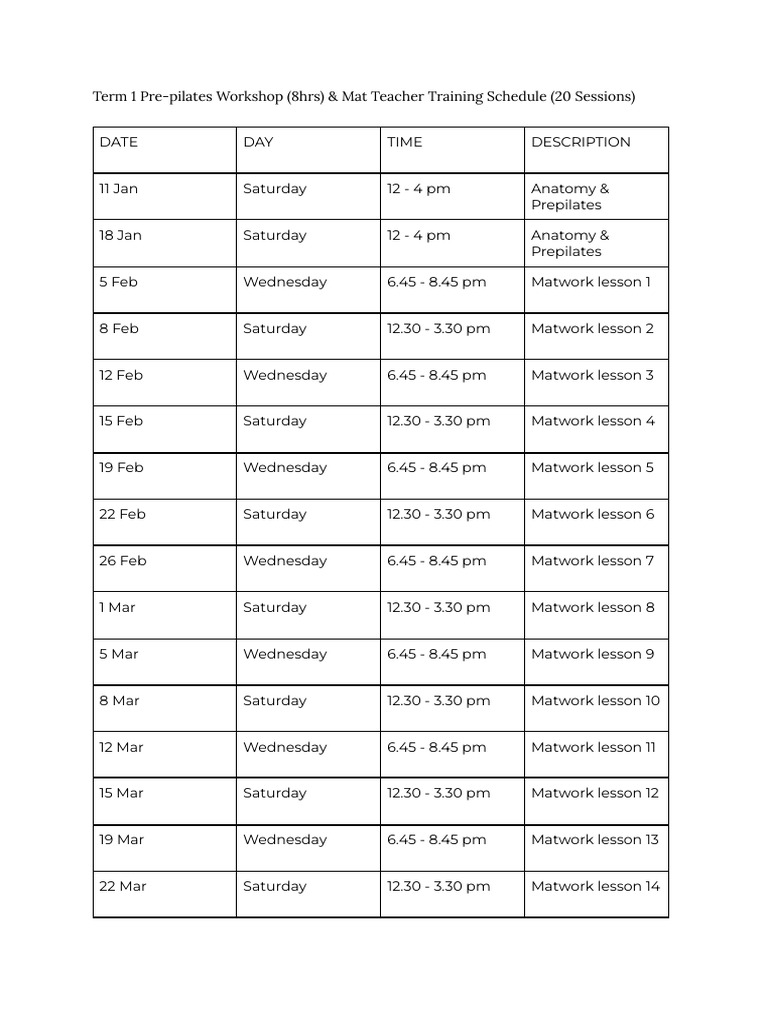 Training Schedule | PDF