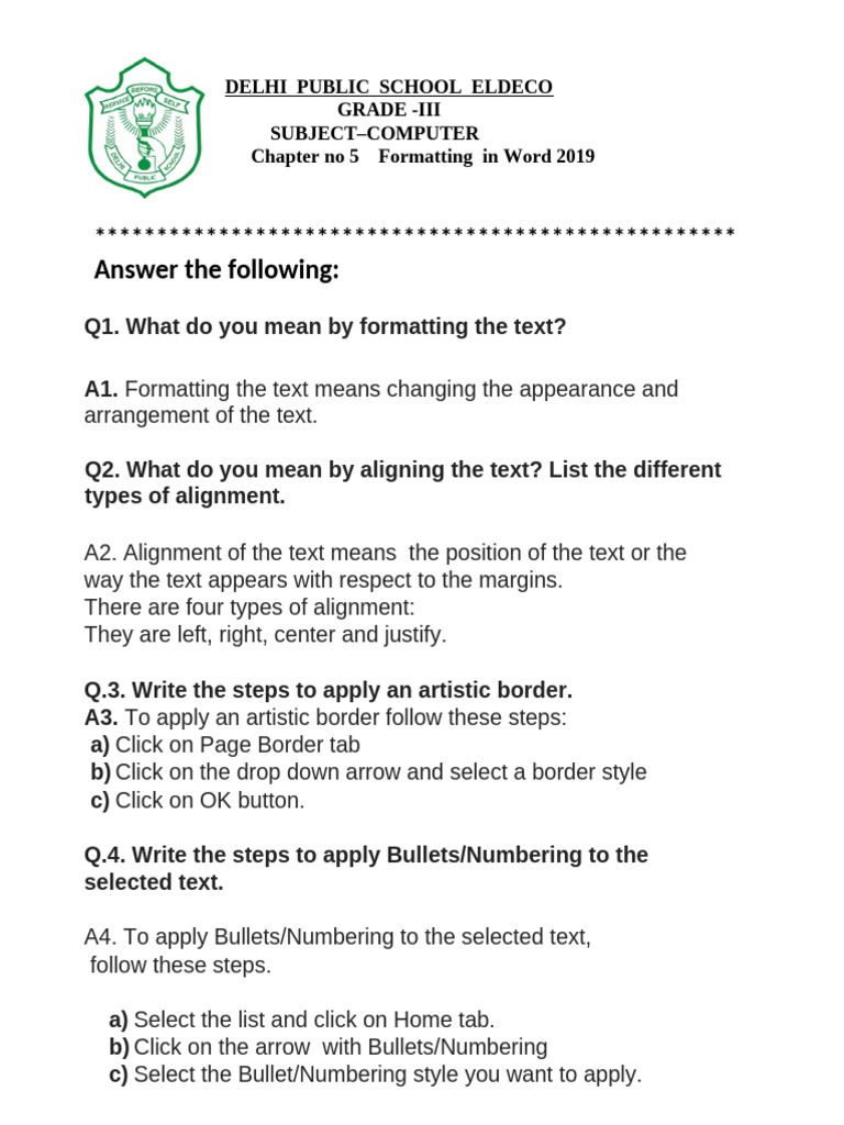 Class III Chapter No.5 Qa | PDF