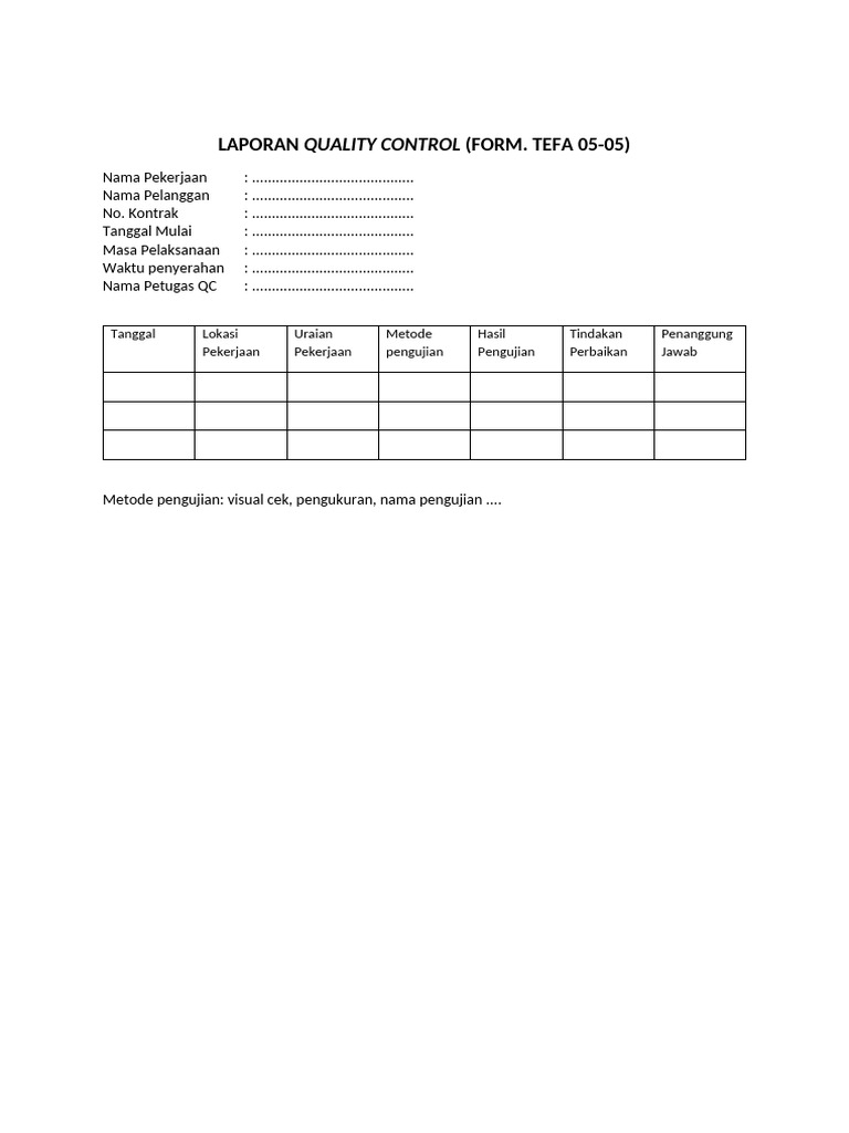 Laporan Quality Control (1) | PDF