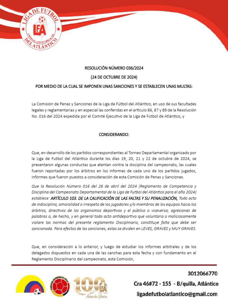 Resolucion 036 2024 | PDF | Disciplinas