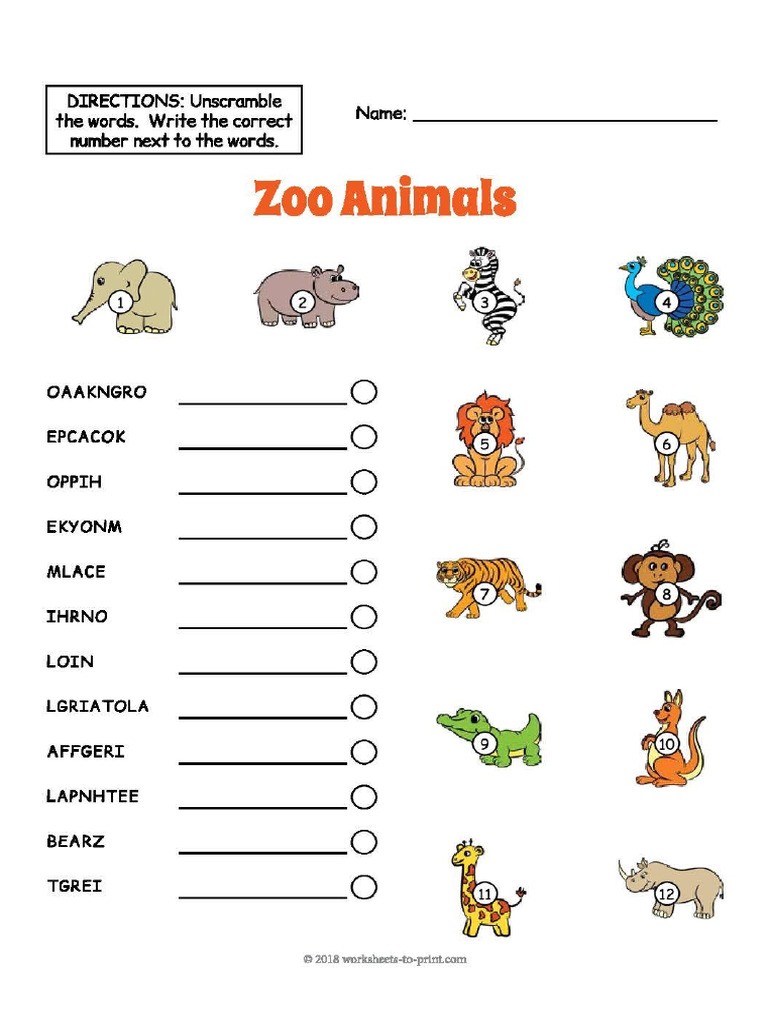 Animal Worksheet | PDF