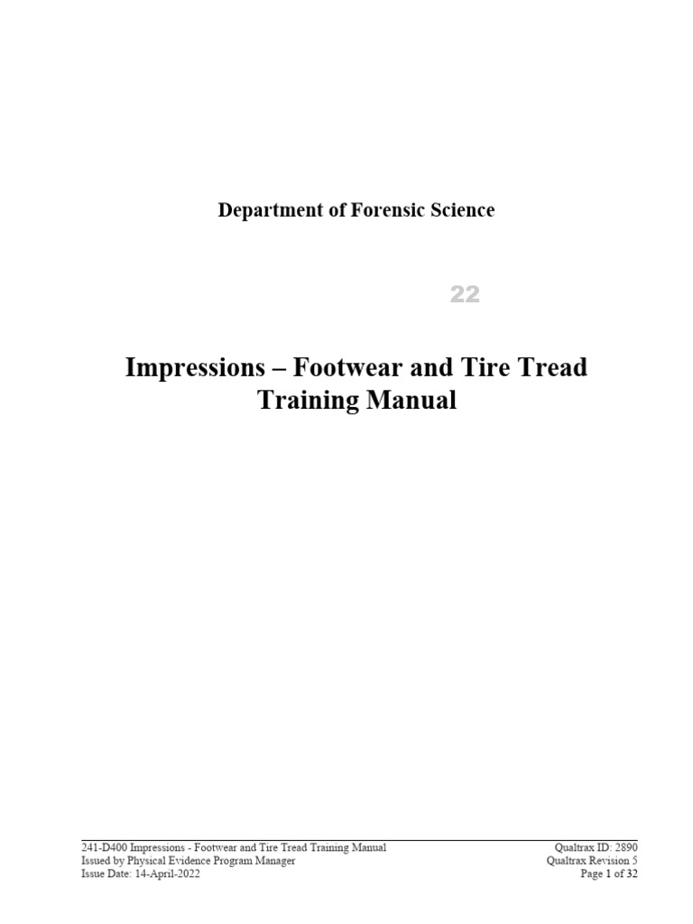 241 D400 Impressions Footwear and Tire Tread Training Manual 1 | PDF ...