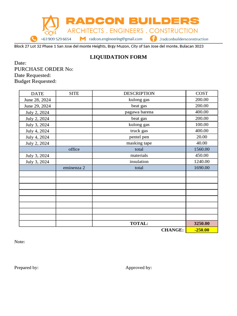 Liquidation Form (07 - 05 - 2024) | PDF