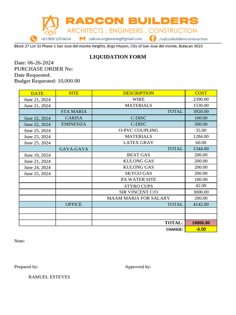 Liquidation Form 06-26-24 | PDF