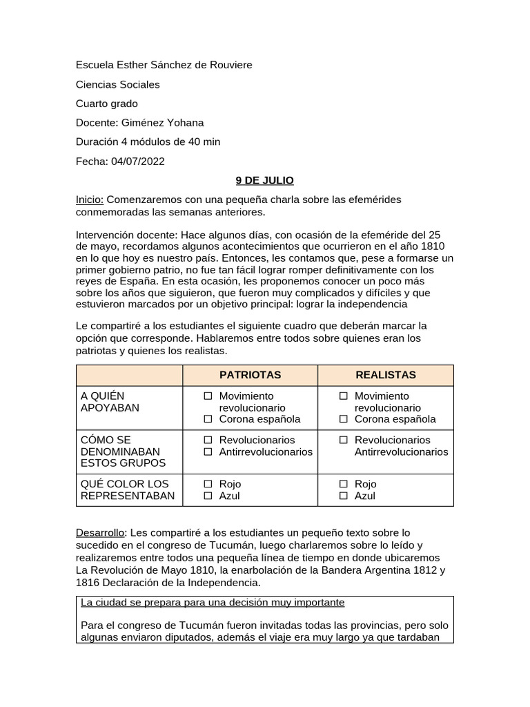 planificacion 4to grado | PDF | América del Sur