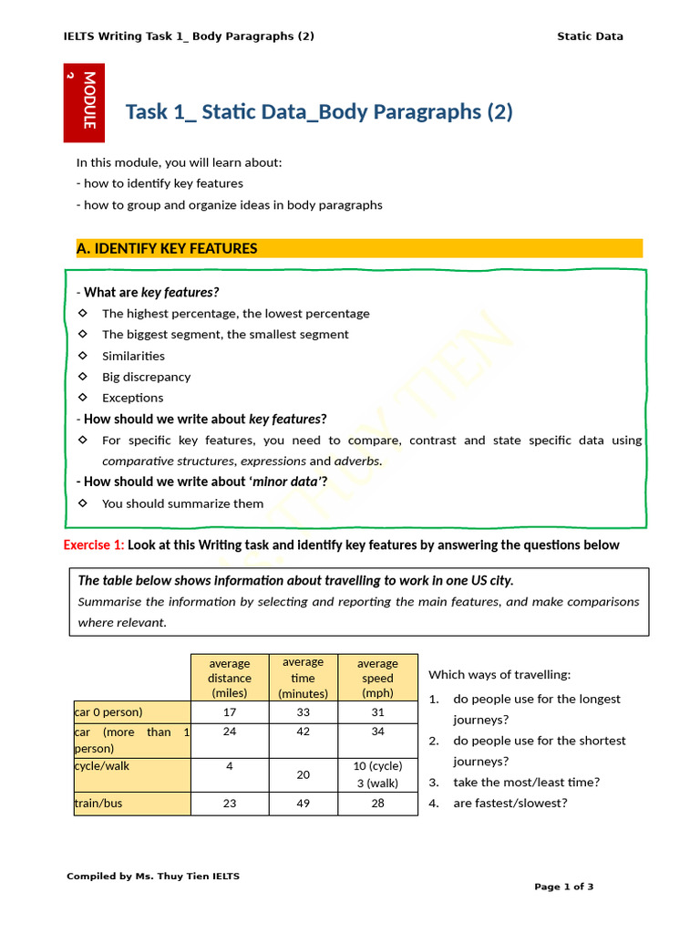 WT1 - Module 3 - Static Data - Body Paragraphs | PDF