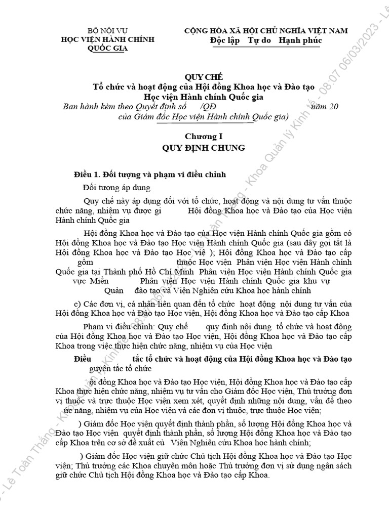 Quy Che To Chuc Va Hoat Dong HD KHDT | PDF
