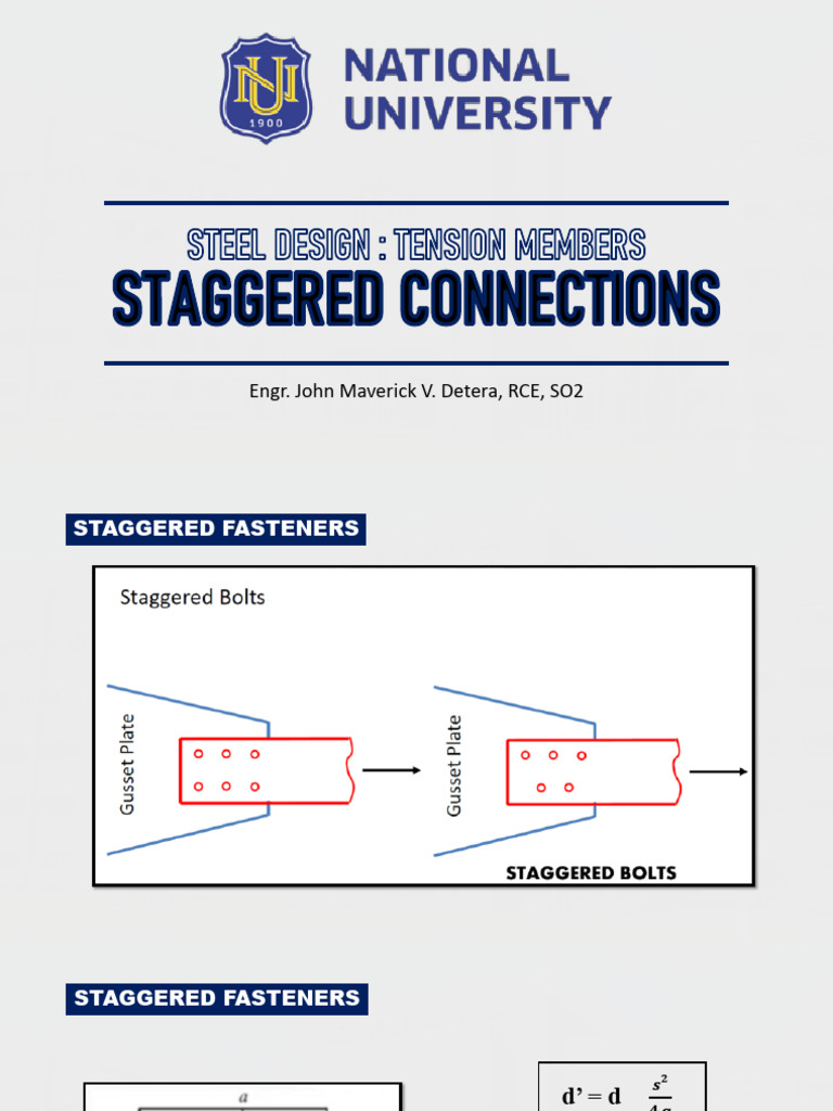 Staggered Fasteners in Steel Design | PDF