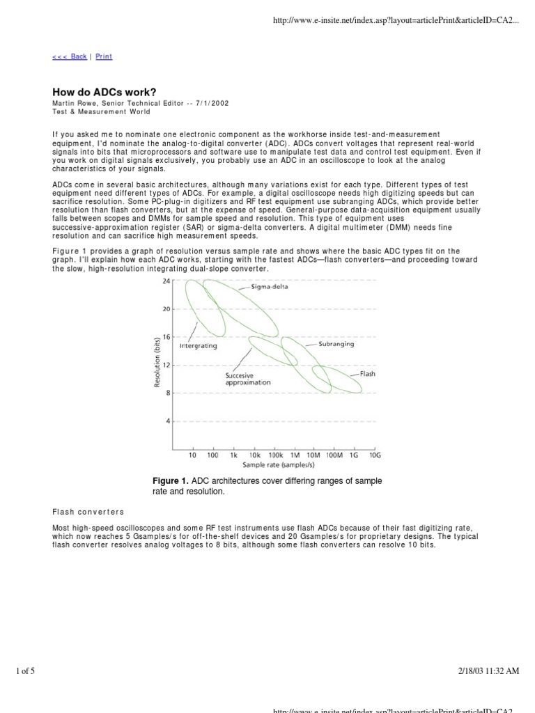 How Do Adcs Work?: Back Print | PDF | Analog To Digital Converter ...