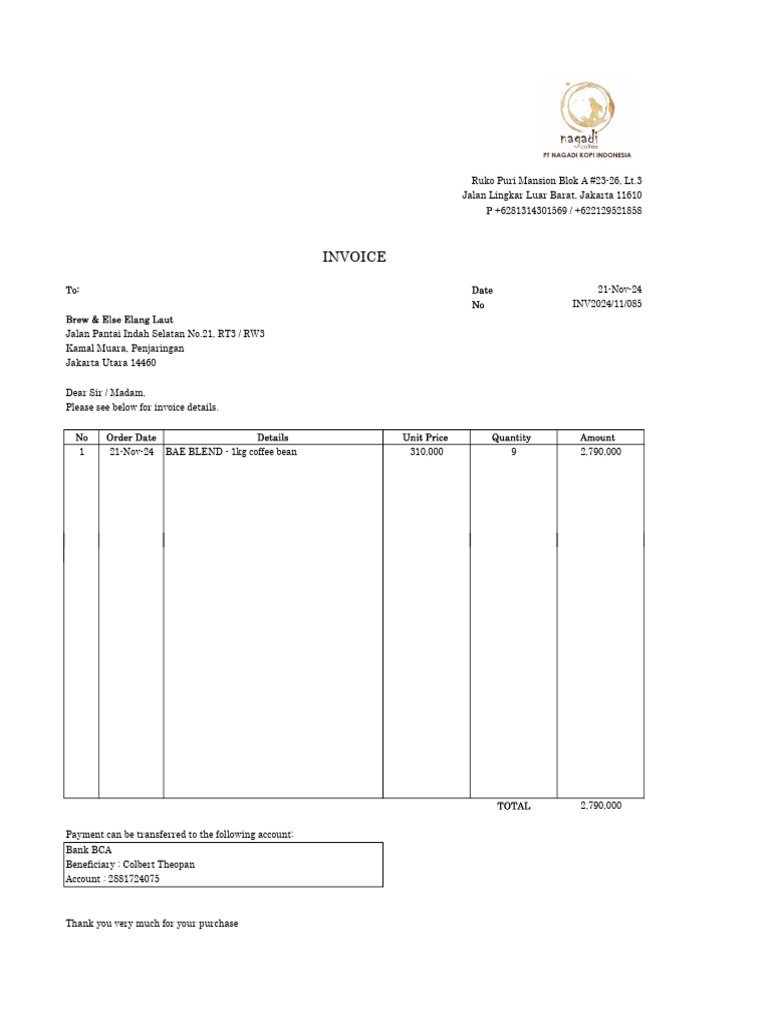 Invoice - Brew&Else Elang Nov24 - 2 | PDF
