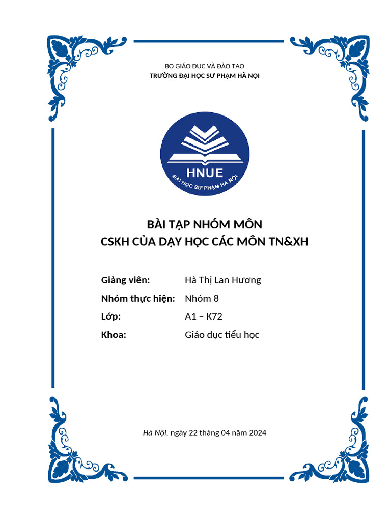 BÀI CUỐI KÌ TNXH | PDF