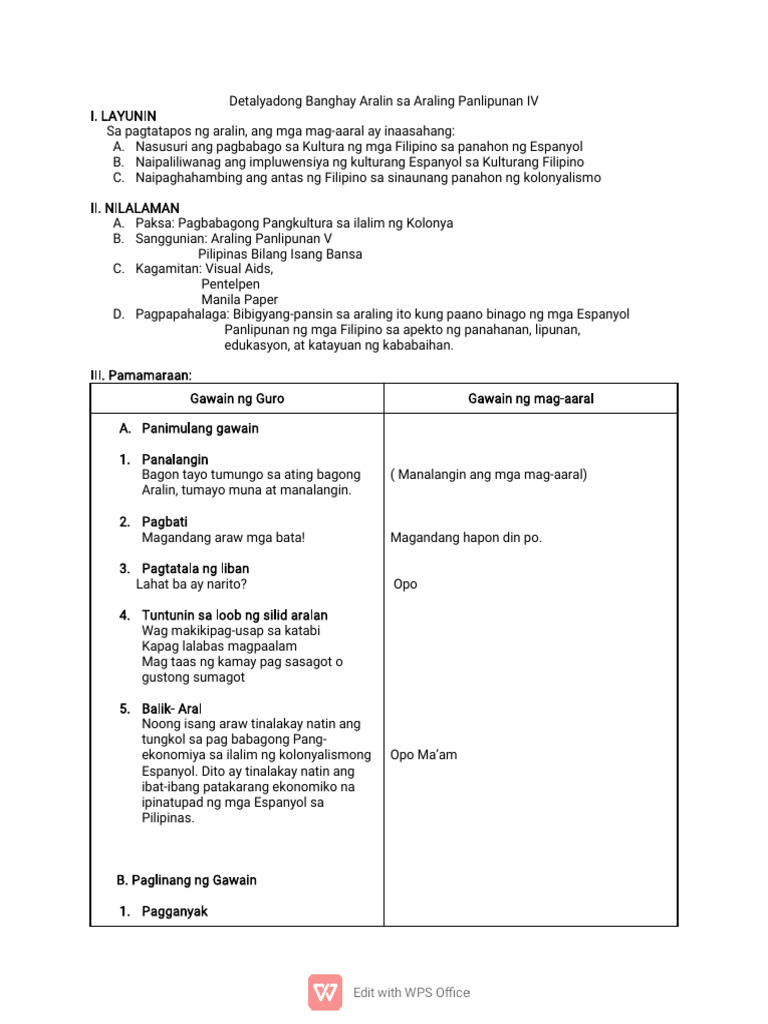 LESSON PLAN Aralin Sa Araling Panlipunan IV | PDF