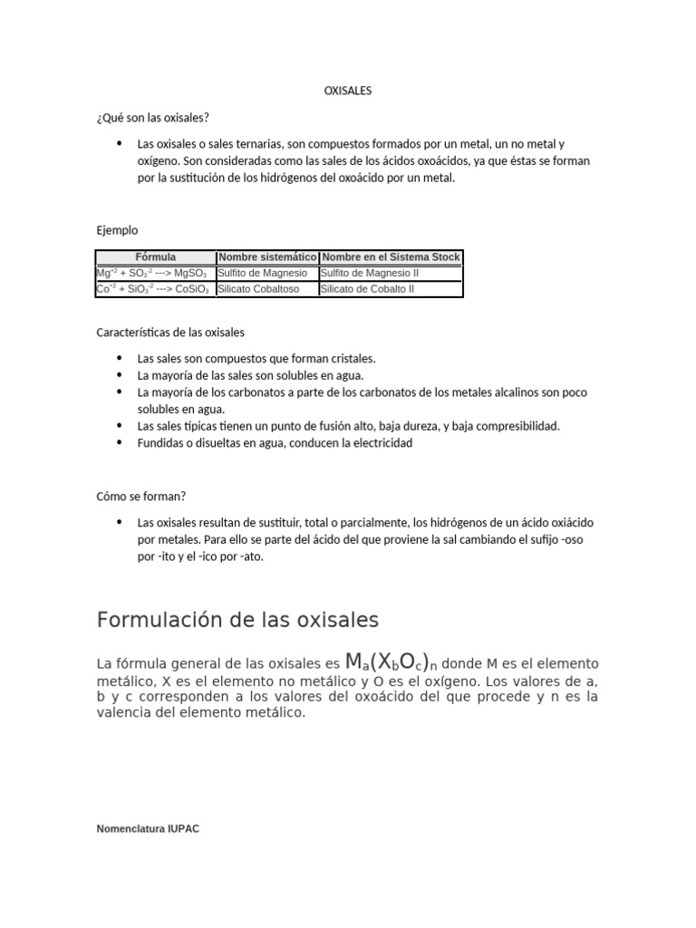 OXISALES | PDF | Sal (química) | Hidróxido
