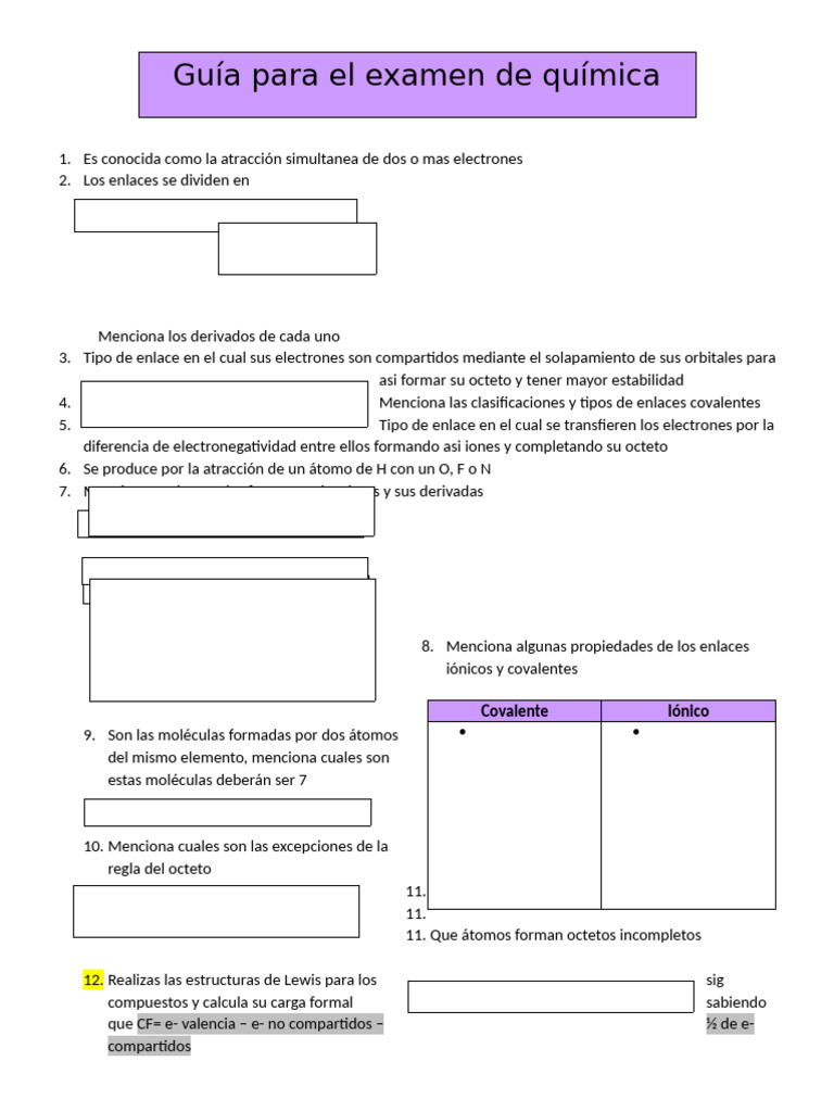 Guia Examen de Quimica Unidad 2 (Recuperado Automáticamente) | PDF