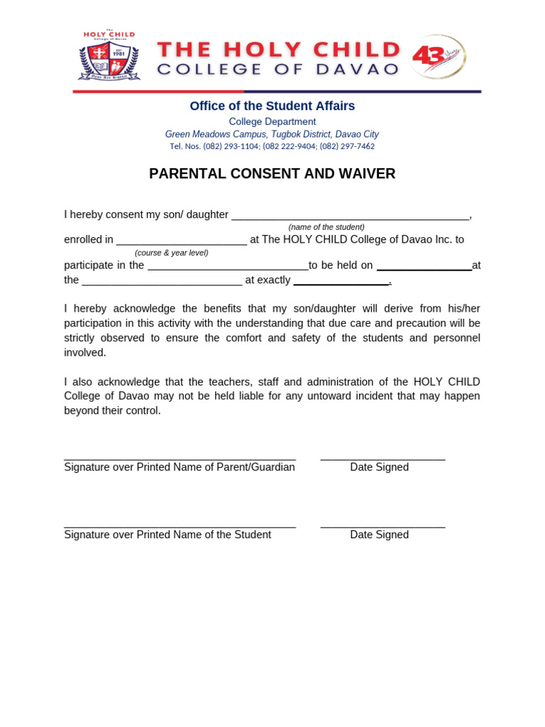 Parental Consent and Waiver | PDF