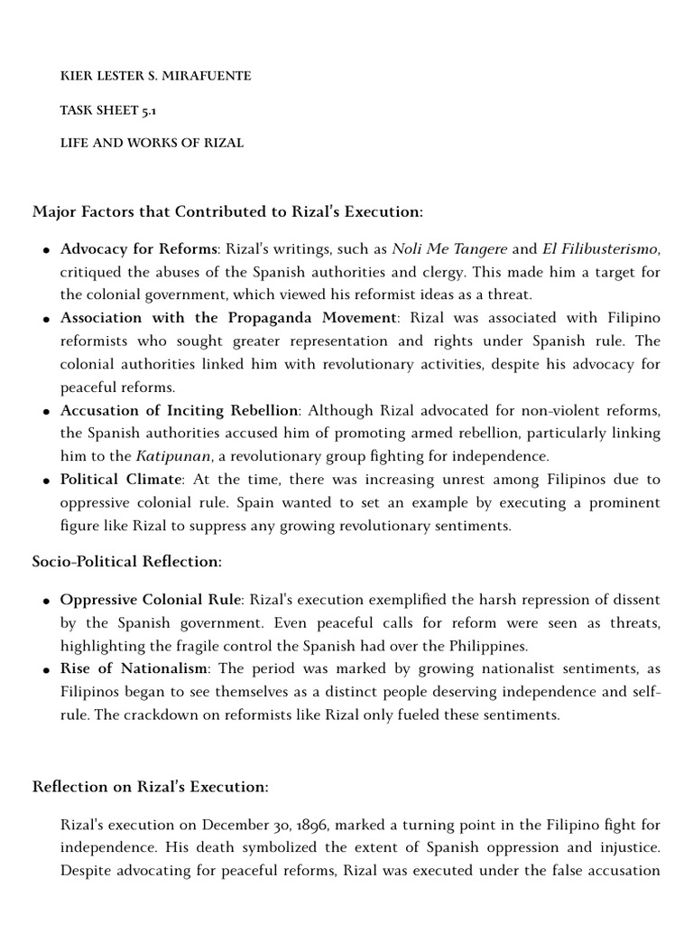 Rizal Task Sheet 5.1 PDF | PDF | Philippines | Nationalism