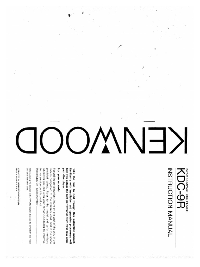 Kenwood KDC 9 R Owners Manual | PDF