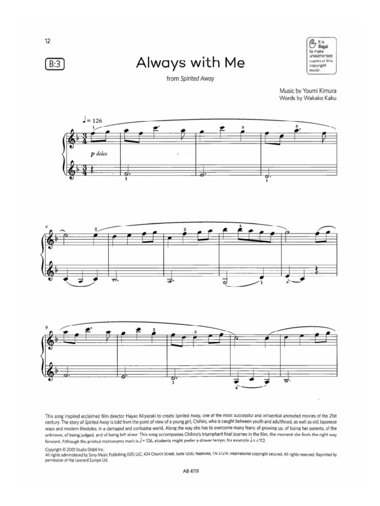 ABRSM 25-26 B3 'Always With Me' | PDF