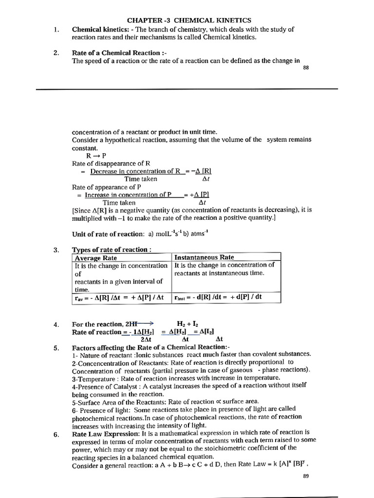 Chemical Kinetics Booklet-1 | PDF