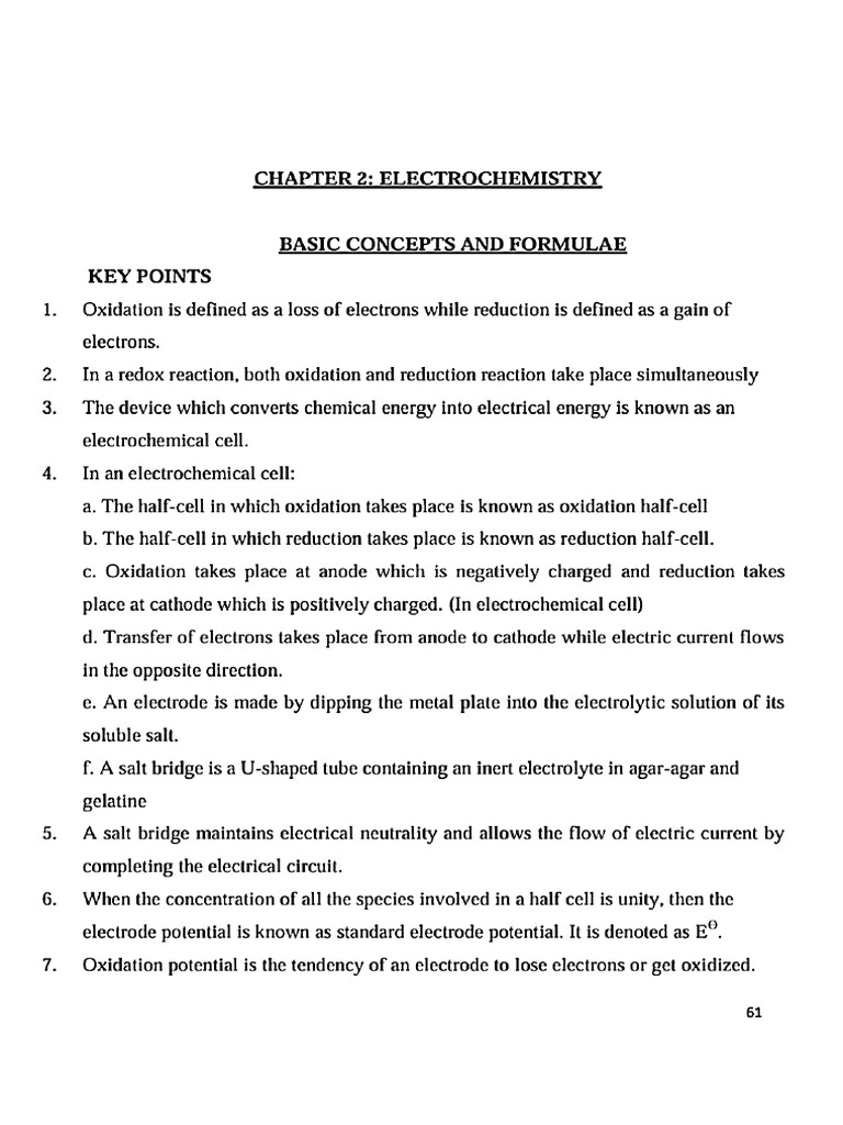 Electrochemistry Revision Booklet | PDF