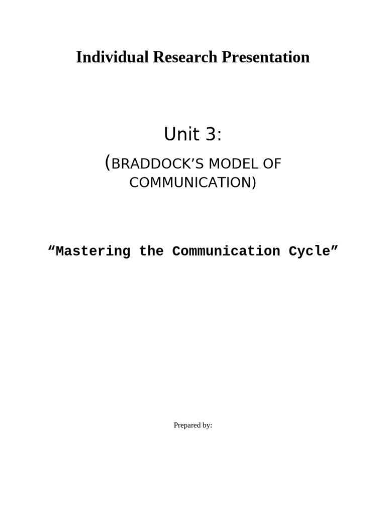 Braddock's Communication Model Explained | PDF | Communication ...