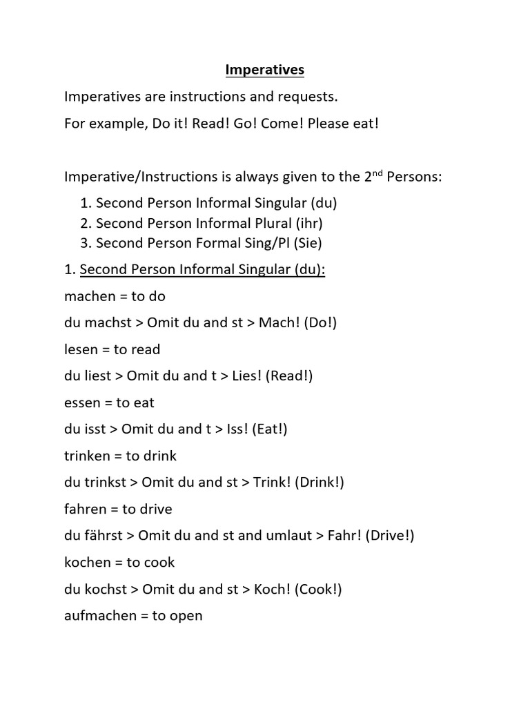 Imperatives in German | PDF
