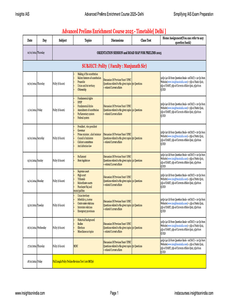 APEC 2025 Delhi Timetable Revised | PDF