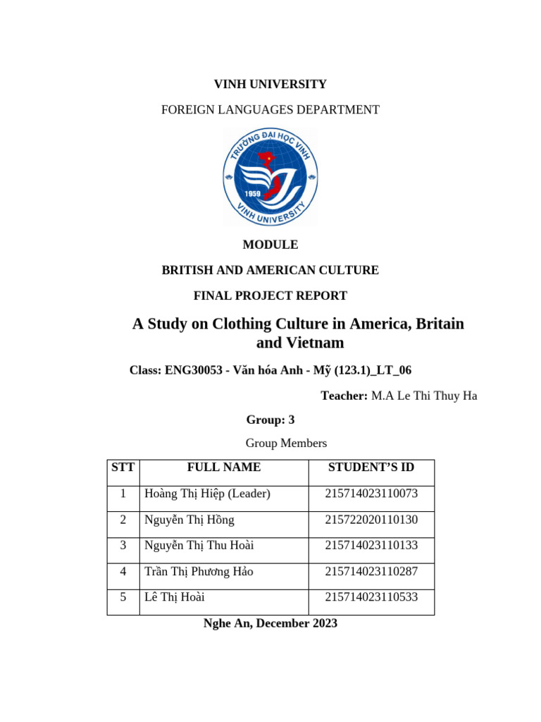 K62 - LT06 - Nhóm 3 - Clothing - Final Project Report | PDF | Fashion | Clothing