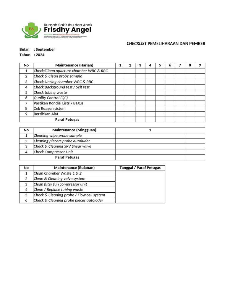Checklist Monitoring Alat | PDF | Gas Technologies