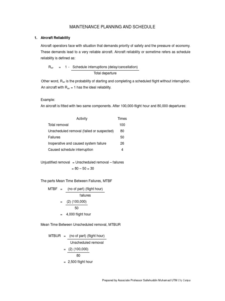 3a Maintenance Schedule | PDF | Reliability Engineering | Aircraft