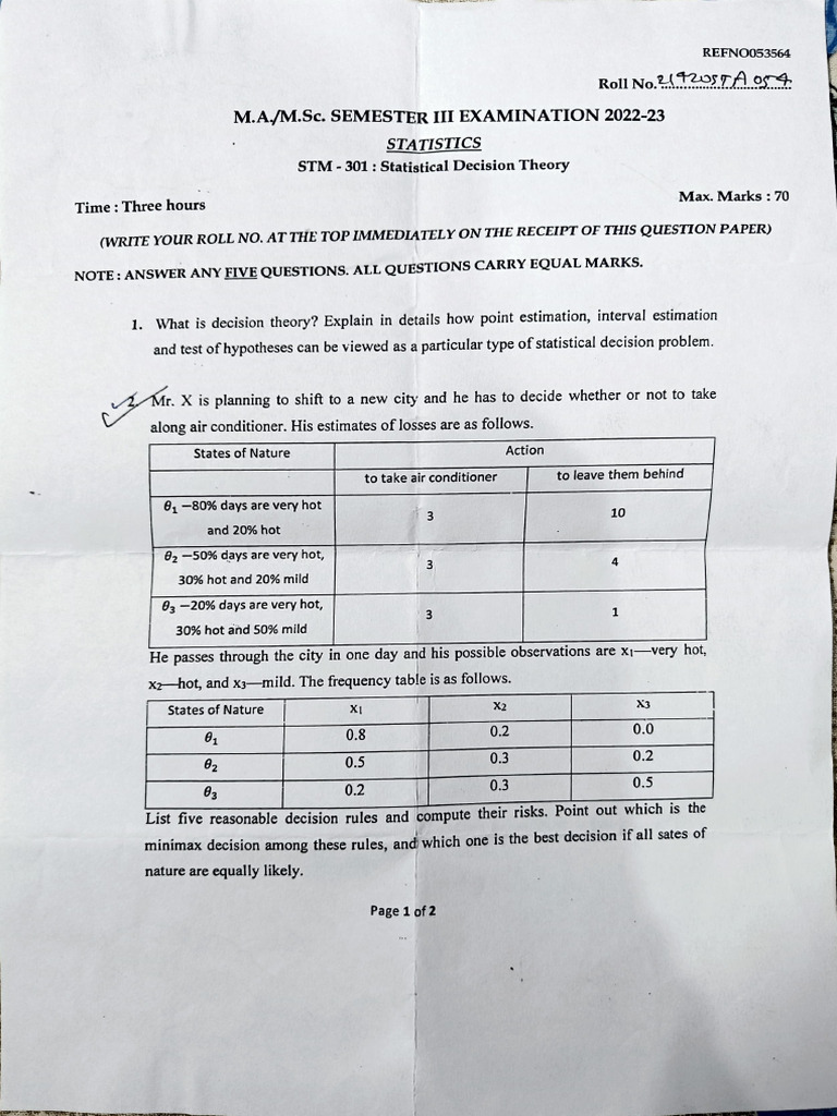 3 semester pyqs | PDF | Function (Mathematics) | Decision Theory