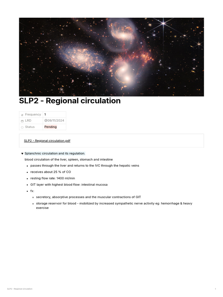 SLP2 - Regional Circulation | PDF | Cardiovascular System | Angiology