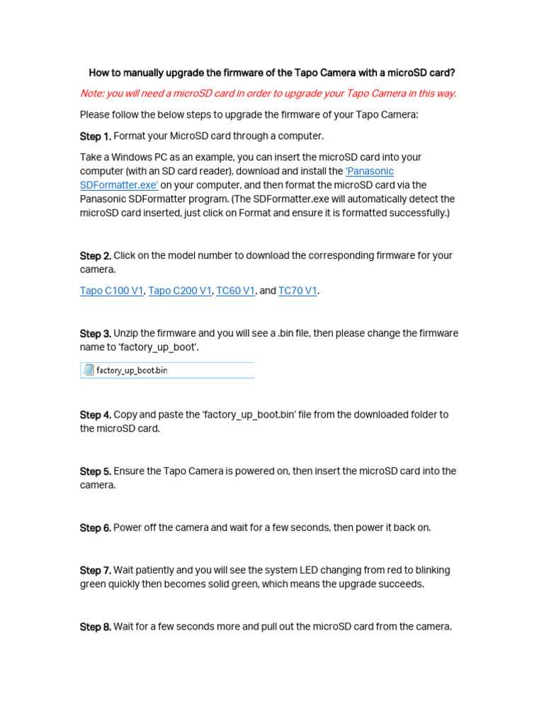 Tapo Camera Firmware Upgrade Guide | PDF