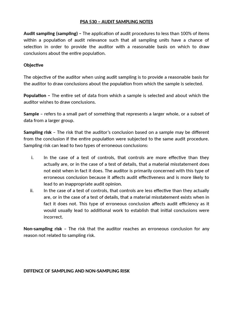 PSA 530 | PDF | Audit | Sampling (Statistics)