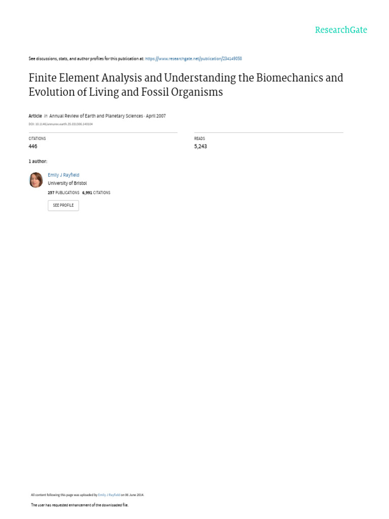 Finite Element Analysis and Understanding The Biomechanics and Evolution of Living and Fossil ...