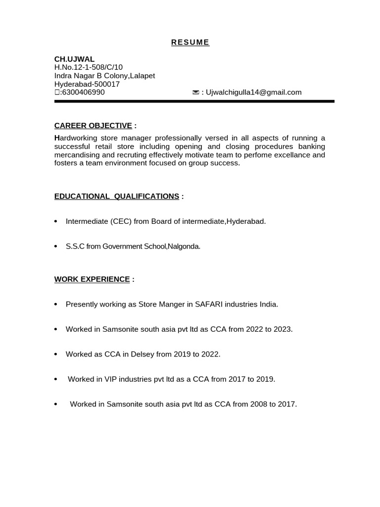 Sample resume | PDF | Behavior Modification | Cognition