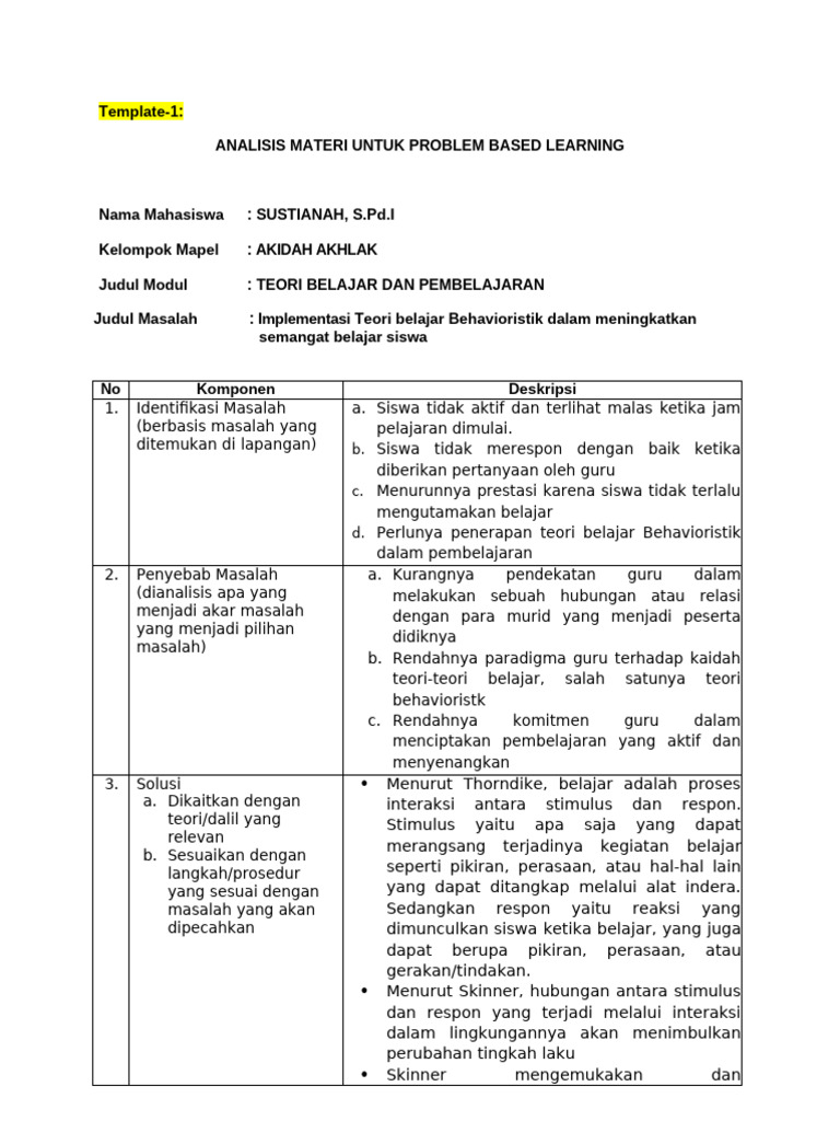 Analisis Materi PBL | PDF