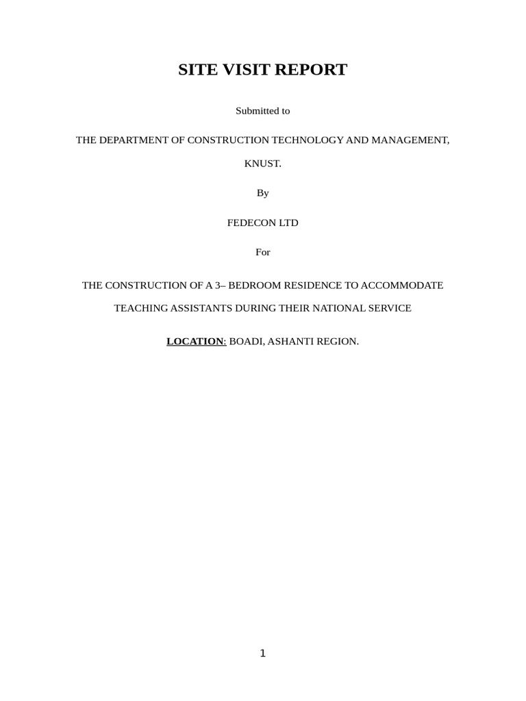 Fedecon LTD Site Visit Report | PDF | Soil | Earth Sciences