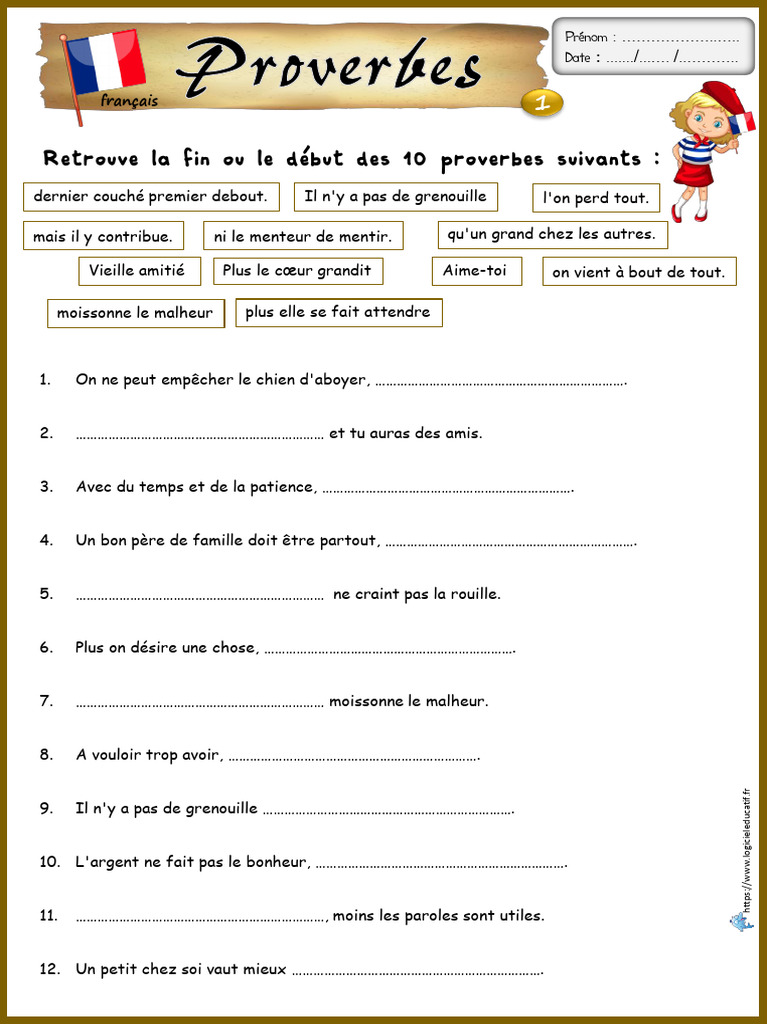 Proverbes Français à Compléter | PDF