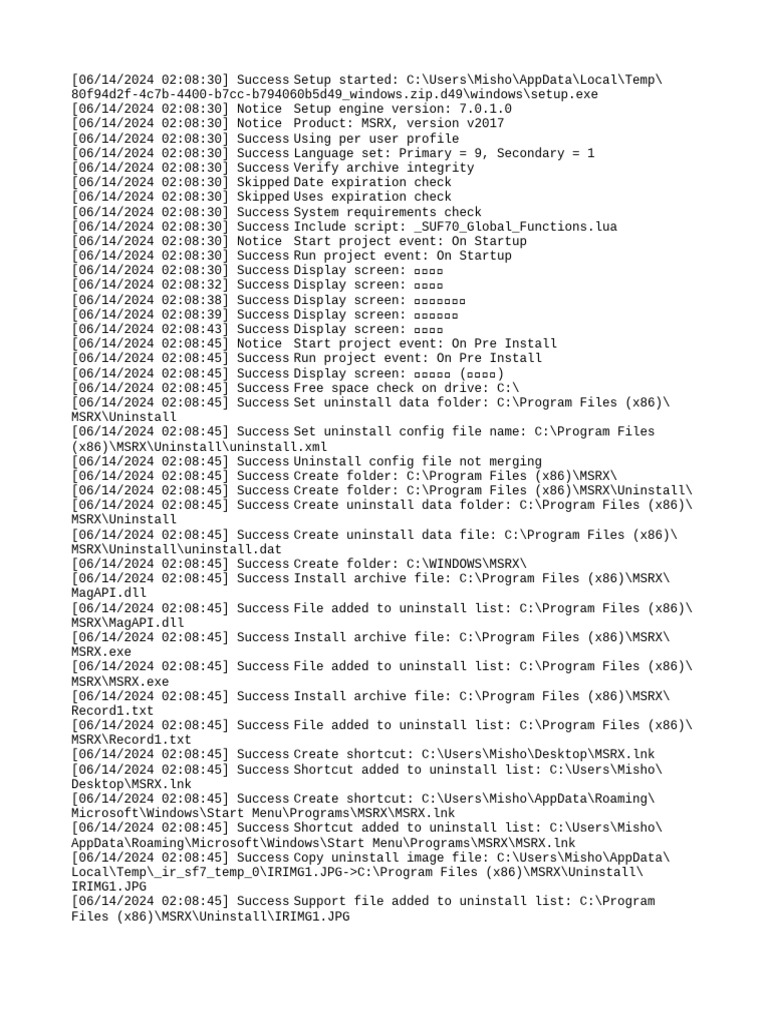 MSRX Setup Log | PDF | Operating System Families | Ibm Pc Compatibles