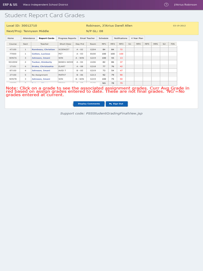 Student Report Card Grades | PDF