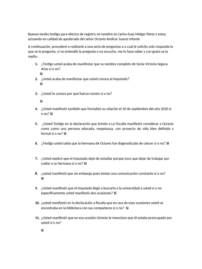 Contra Interrogatorio Final | PDF