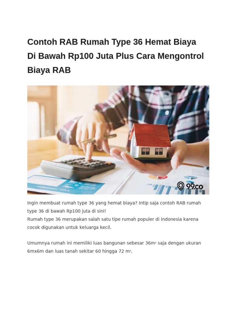 Contoh RAB Rumah Type 36 Hemat Biaya Di Bawah Rp100 Juta Plus Cara ...
