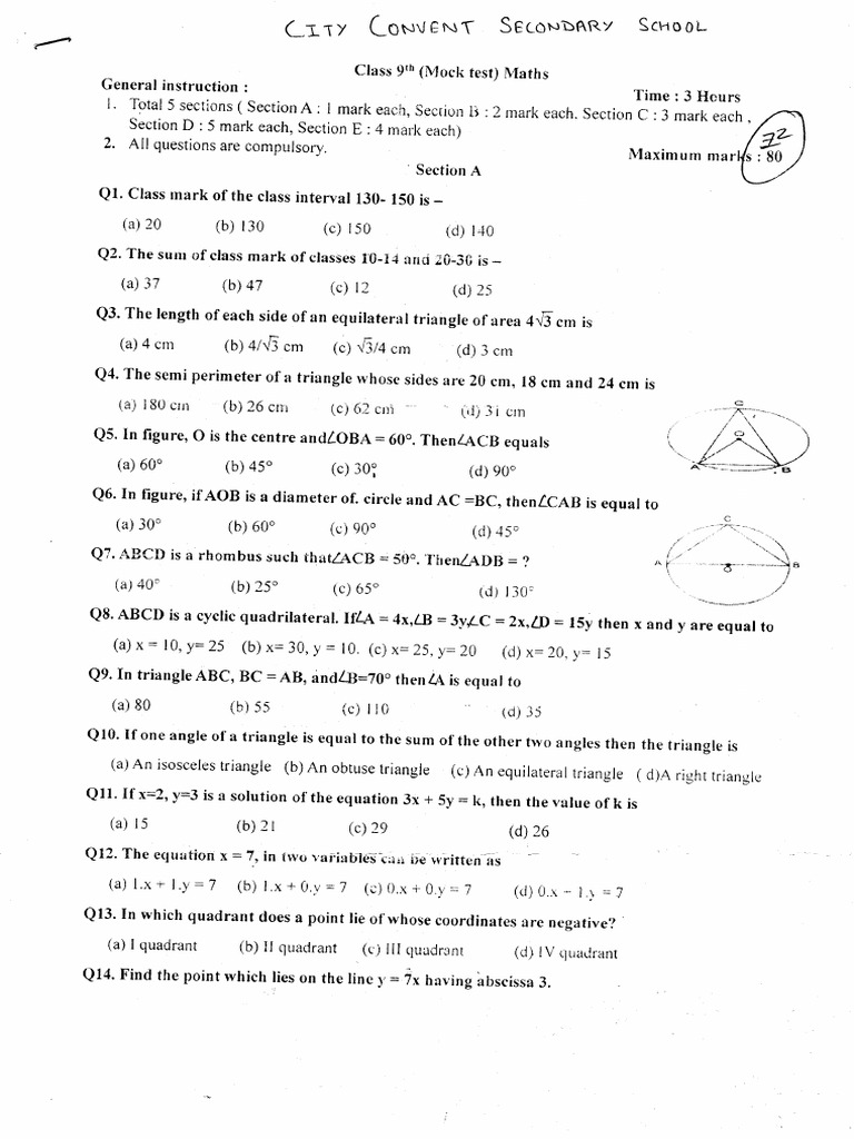 Maths Mock Test | PDF