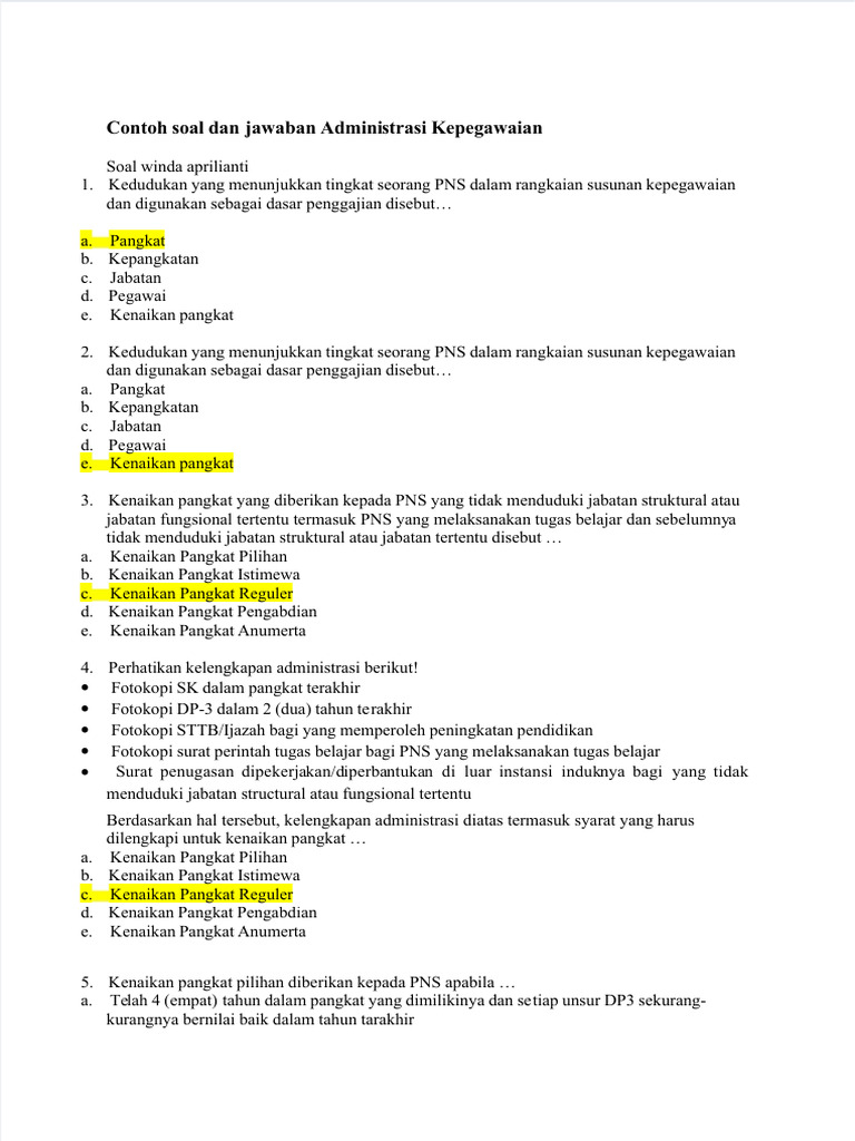 Dokumen.tips Contoh Soal Dan Jawaban Administrasi Kepegawaian | PDF