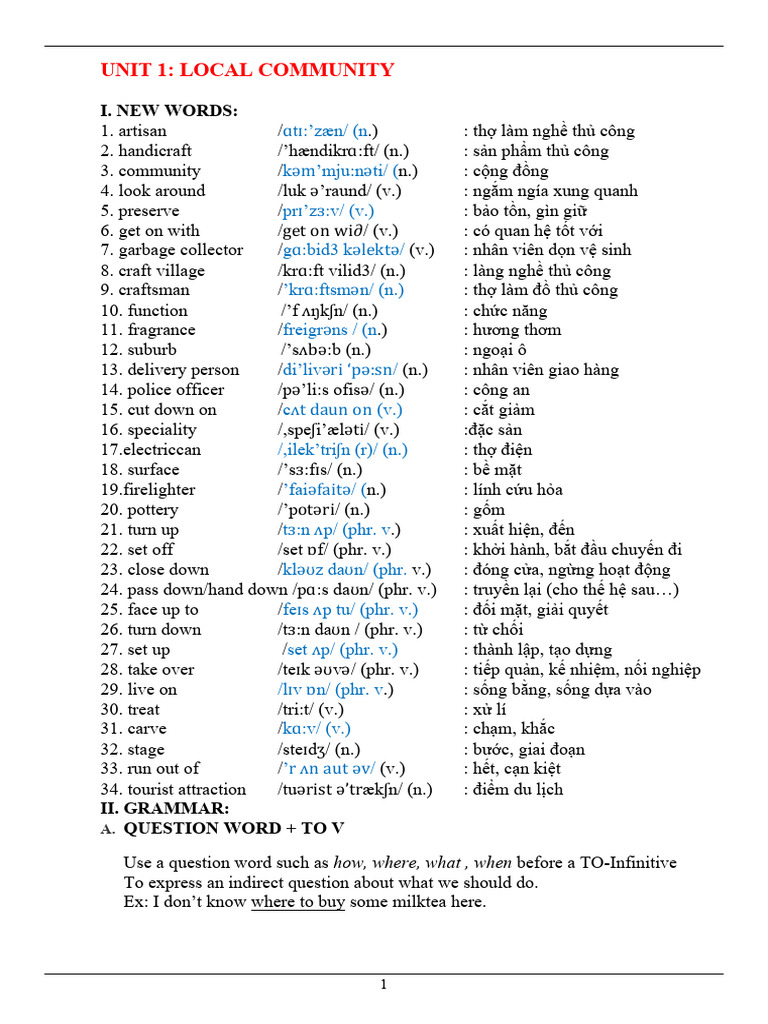 Vocab Unit 1 | PDF