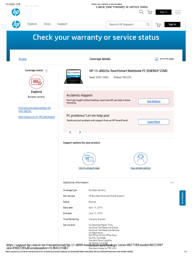 HP 15-d002tu Warranty Status Check | PDF | Computer Science | Computing