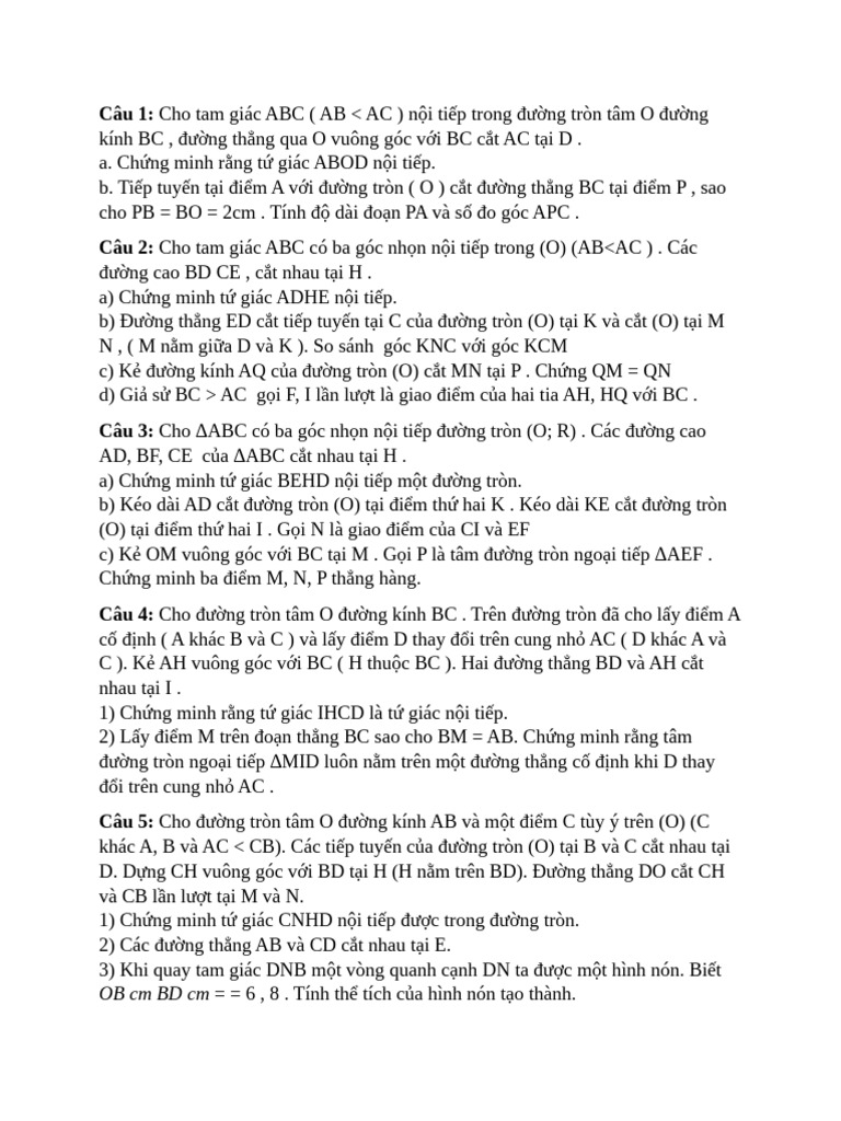 Các bài trong đề thi | PDF